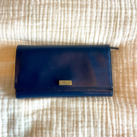 kate spade | Bags | Navy Blue Late Spade Trifold Wallet | Poshmark
